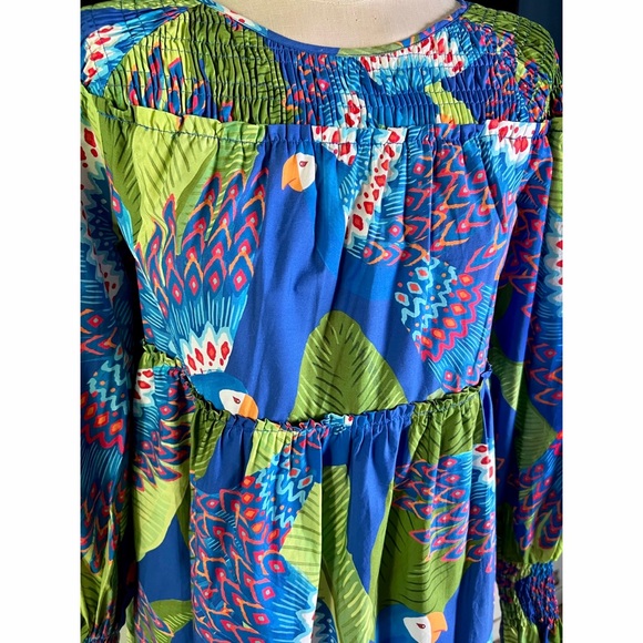 FARM Rio | Dresses | Farm Rio Blue Macaw Midi Dress Xs | Poshmark